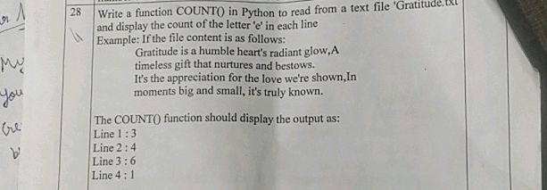 Write a function COUNT in Python to read | StudyX