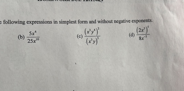 Write the following expressions in simplest | StudyX
