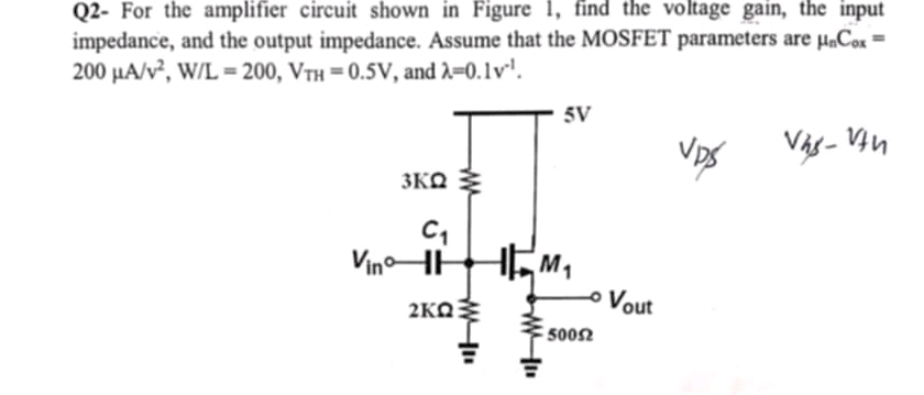 Q2- For the amplifier circuit shown in | StudyX