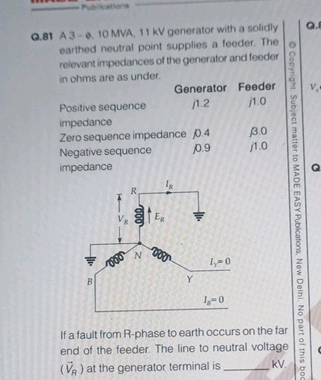 Q81 A 3- 10 MVA 11 kV generator with a | StudyX