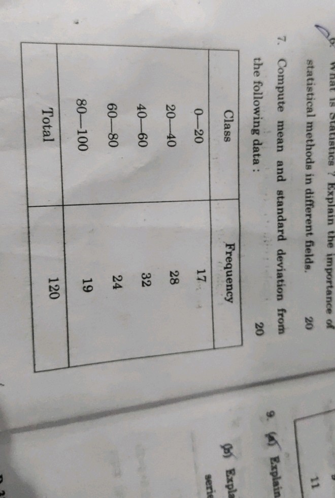 7 Compute mean and standard deviation from | StudyX