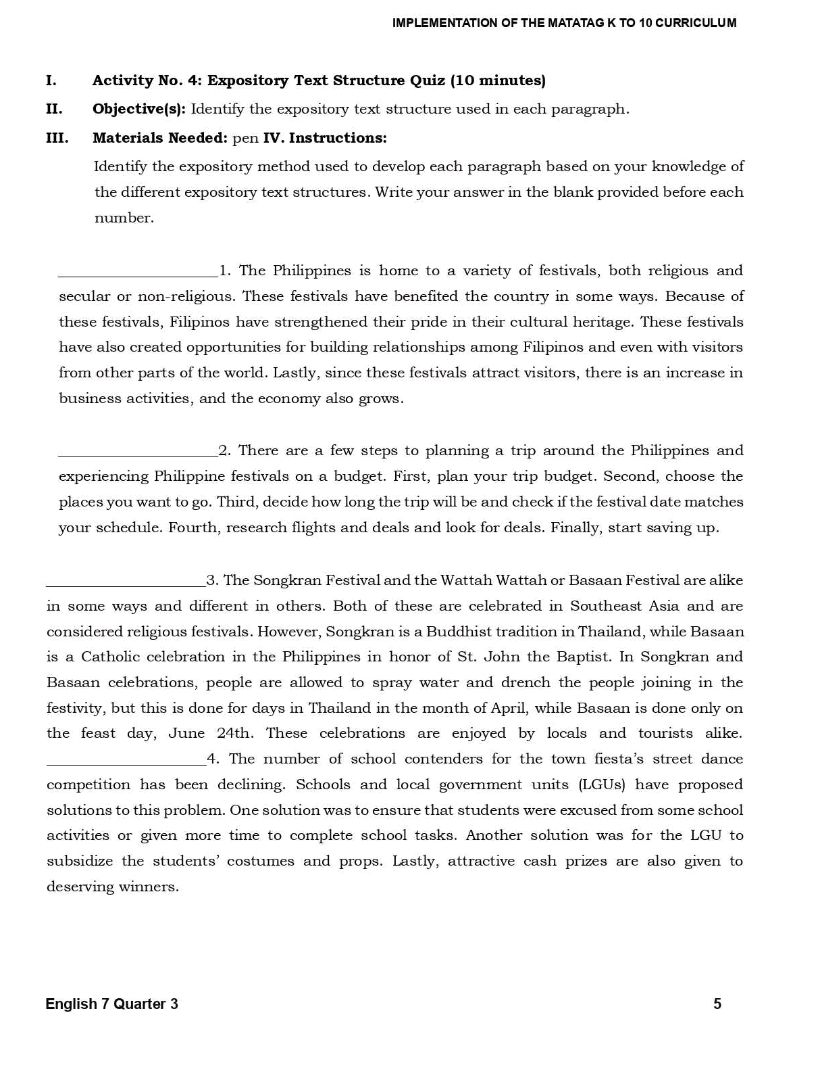 IActivity No 4 Expository Text Structure | StudyX