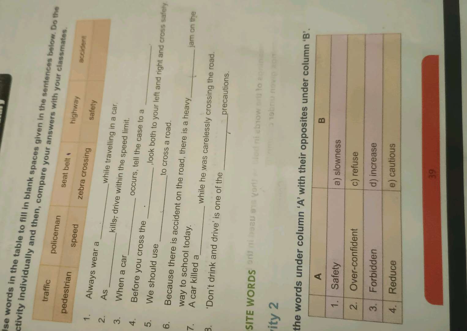 Ise words in the table to fill in blank | StudyX