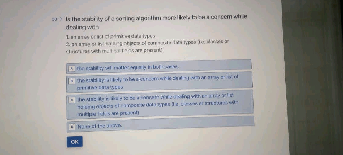 30 Is the stability of a sorting algorithm | StudyX