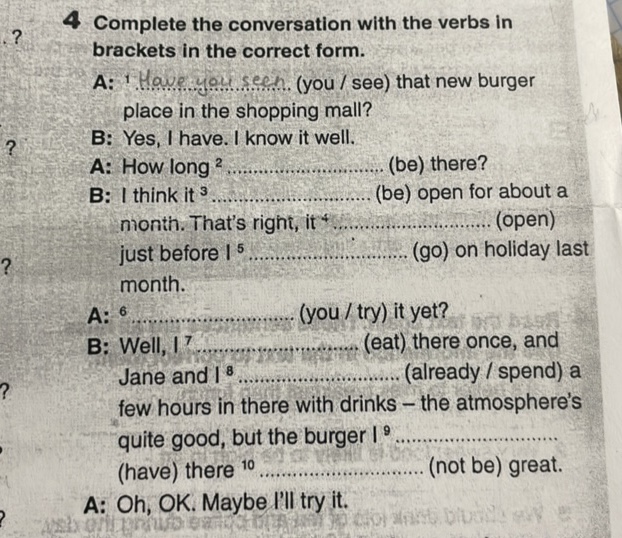 4 Complete the conversation with the verbs | StudyX