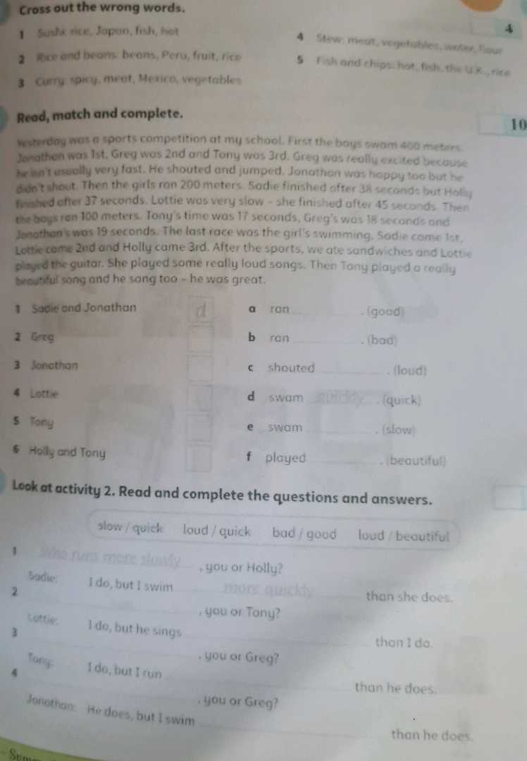 Cross out the wrong words 1 Sushi rice Japan | StudyX