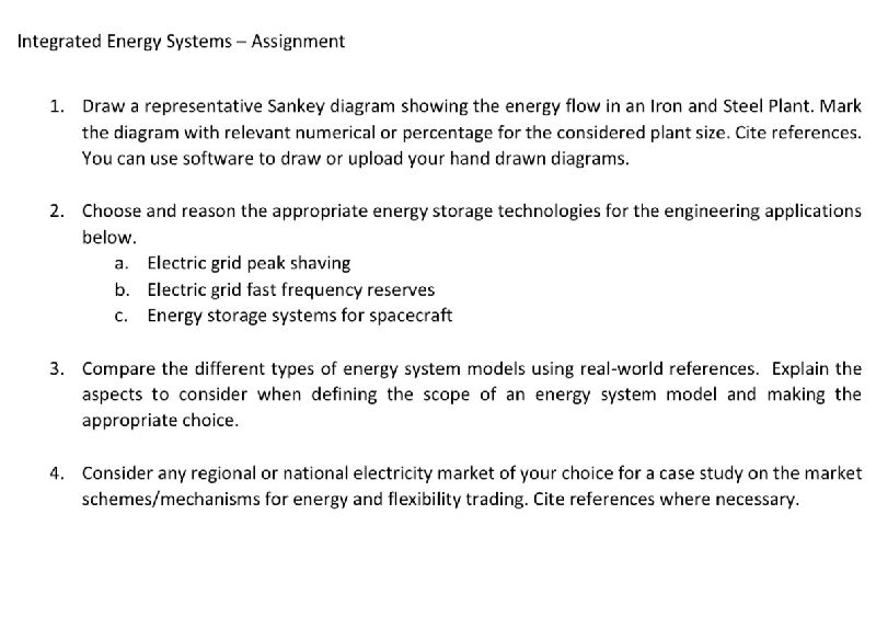 Integrated Energy Systems - Assignment 1 | StudyX