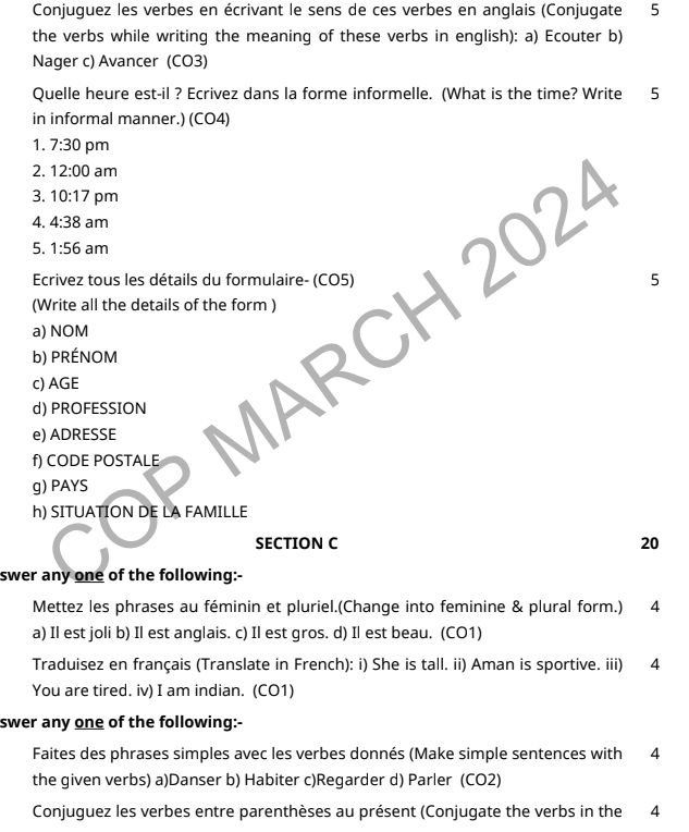 Conjuguez les verbes en crivant le sens de | StudyX