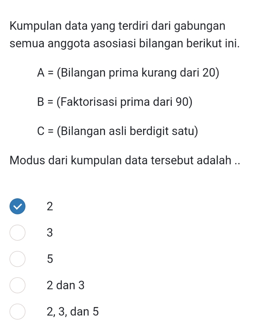 Kumpulan data yang terdiri dari gabungan | StudyX