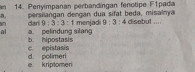14 Penyimpanan perbandingan fenotipe F1 pada | StudyX