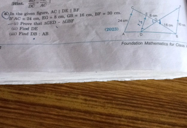 6 In the given figure AC DE BF If AC = 24 | StudyX