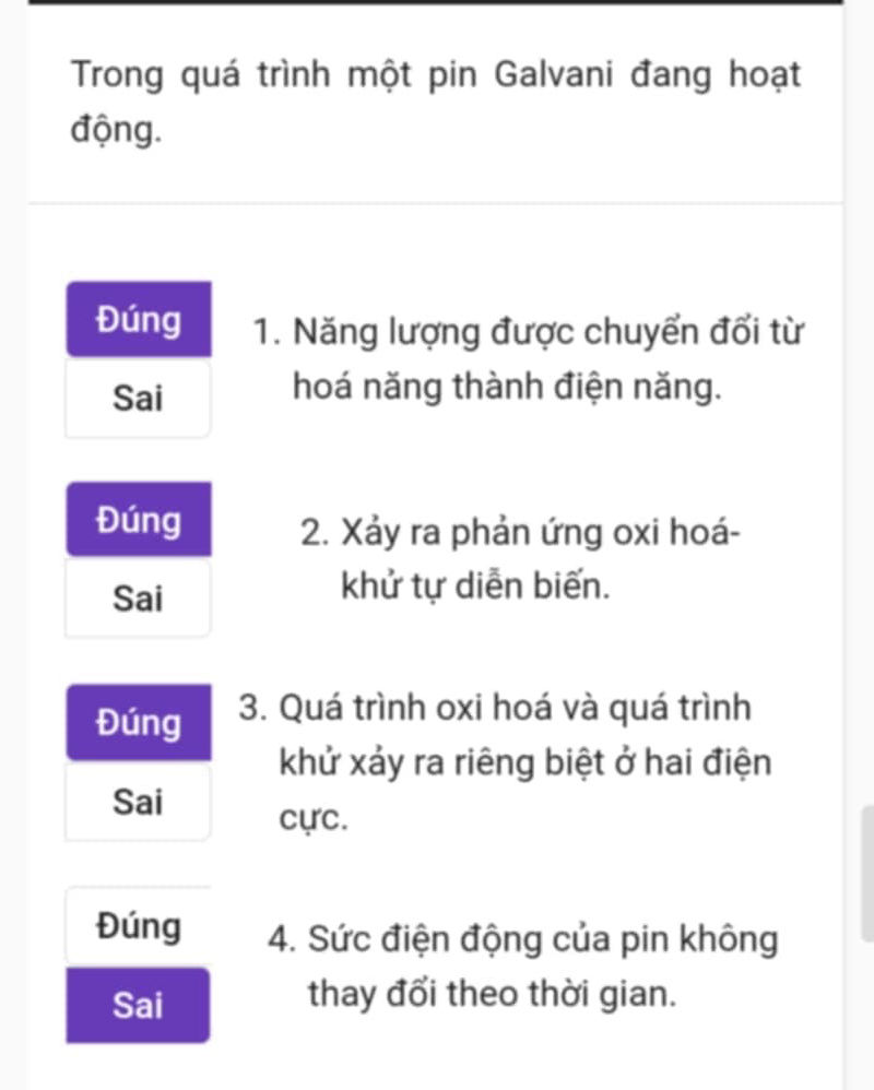 Trong qu trnh mt pin Galvani ang hot ng 1 | StudyX