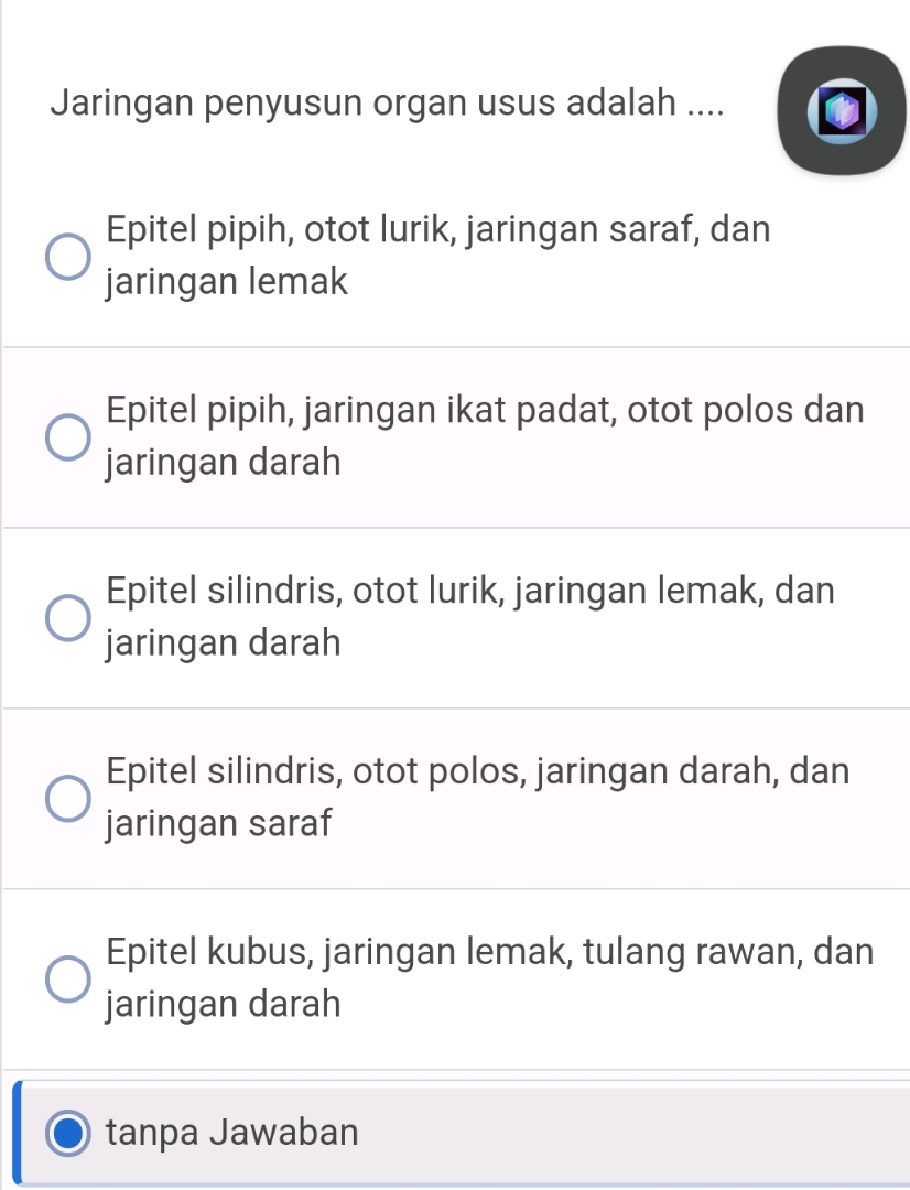 Jaringan penyusun organ usus adalah Epitel | StudyX