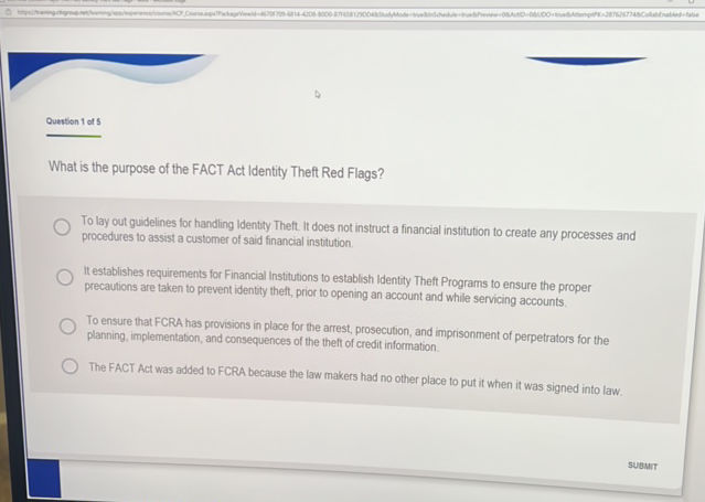 What is the purpose of the FACT Act Identity | StudyX