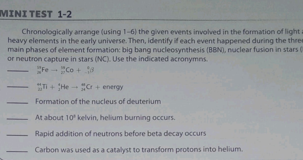 Chronologically arrange using 1 6 the given events involved in the ...