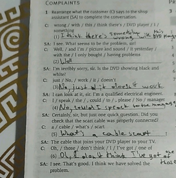 1 Rearrange what the customer (C) says to | StudyX