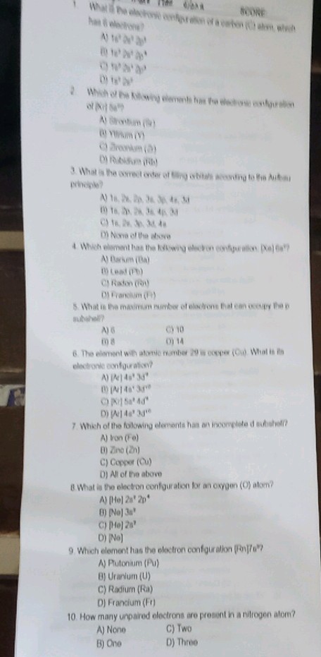 1 What is the electronic configuration of a | StudyX