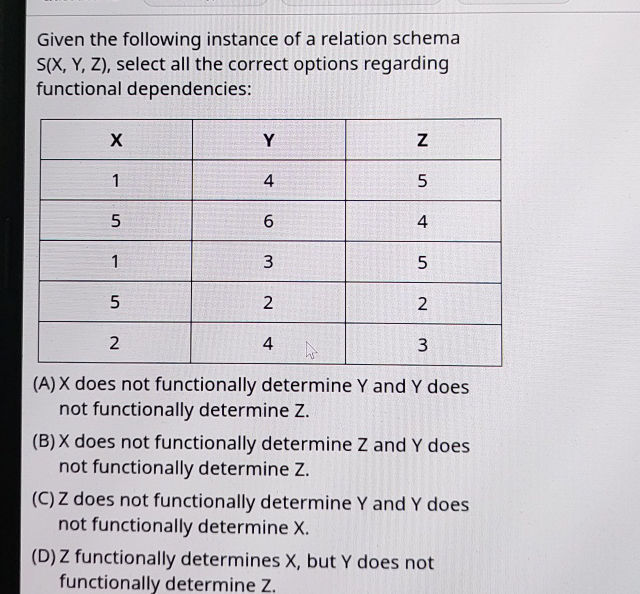 Given the following instance of a relation | StudyX