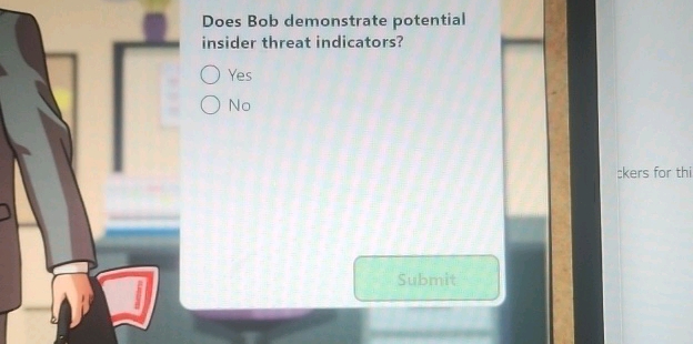 Does Bob demonstrate potential insider | StudyX