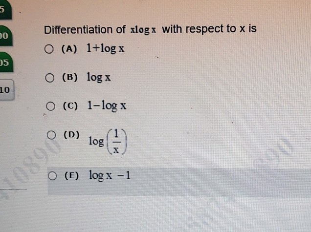 Differentiation of xlog x with respect to x | StudyX
