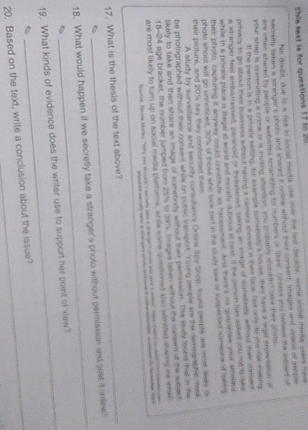 The text is for questions 17 to 20 Nie doubt | StudyX