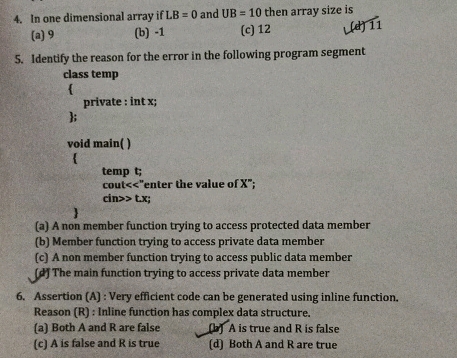 4 In one dimensional array if LB = 0 and UB | StudyX