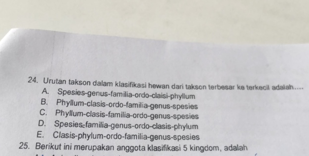 24 Urutan takson dalam klasifikasi hewan | StudyX