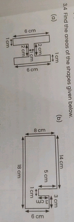 34 Find the areas of the shapes given below | StudyX