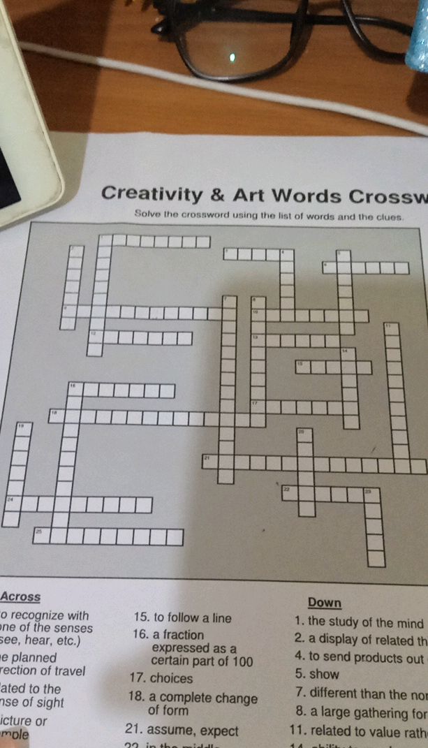 Solve the crossword using the list of words | StudyX