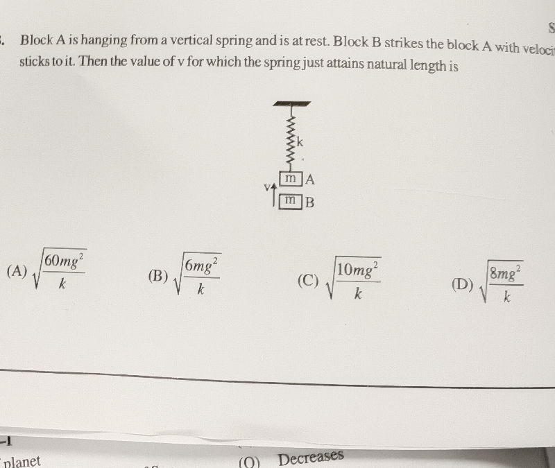 Block A is hanging from a vertical spring | StudyX