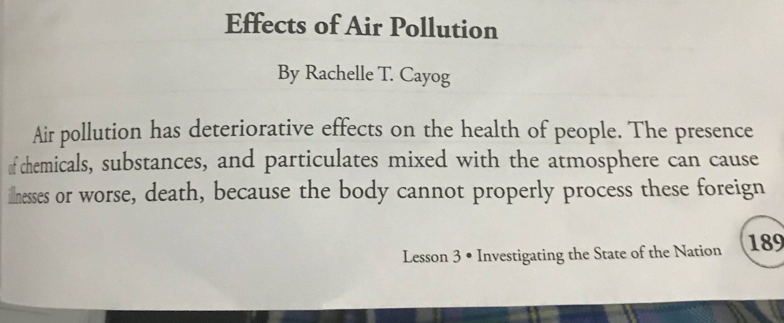 Effects of Air Pollution By Rachelle T Cayog | StudyX
