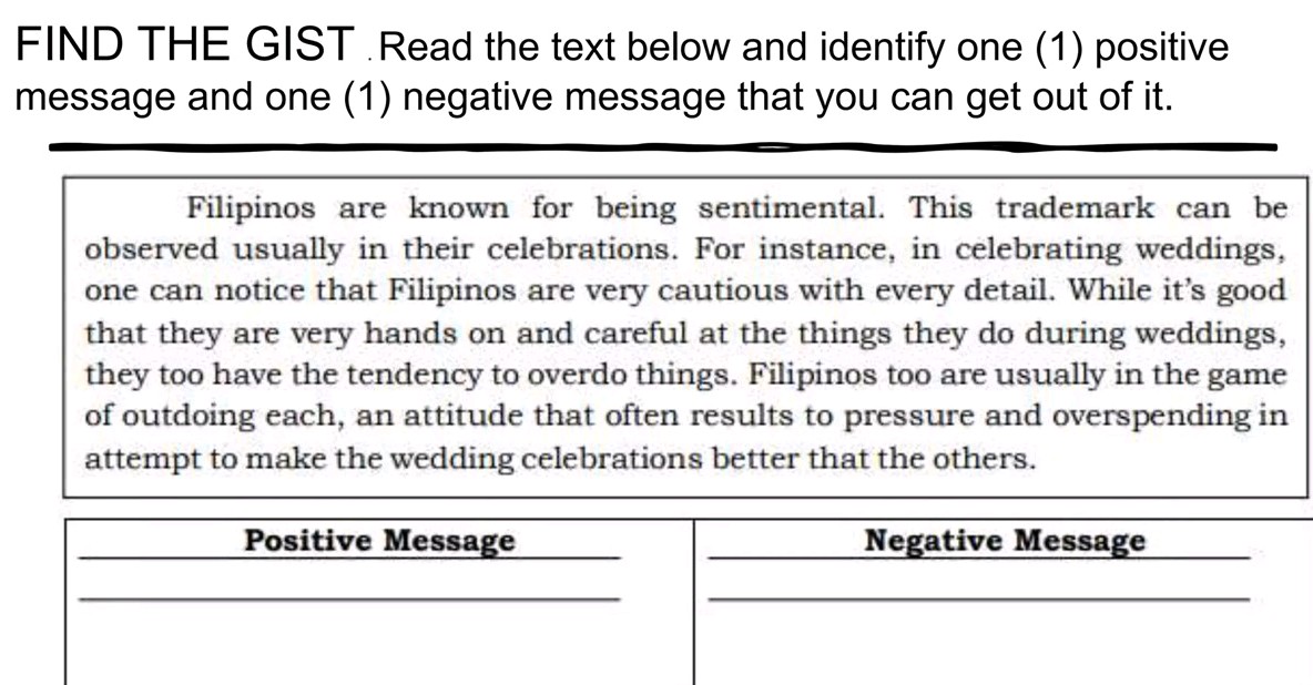 FIND THE GIST Read the text below and | StudyX