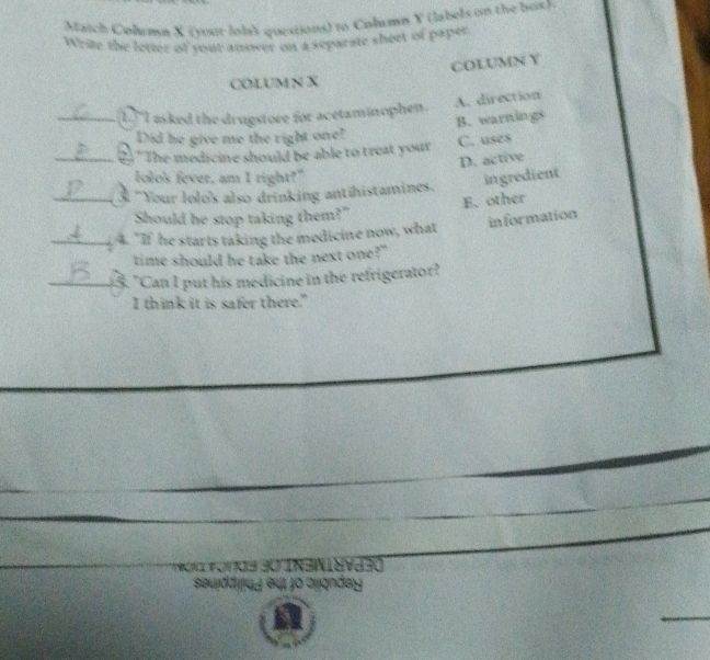 Match Column X (your lolos questions) to | StudyX