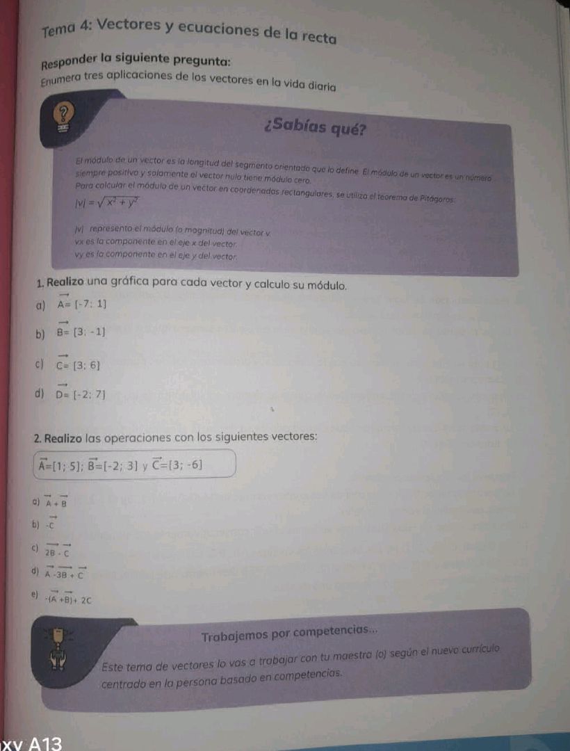 Tema 4 Vectores y ecuaciones de la recta | StudyX