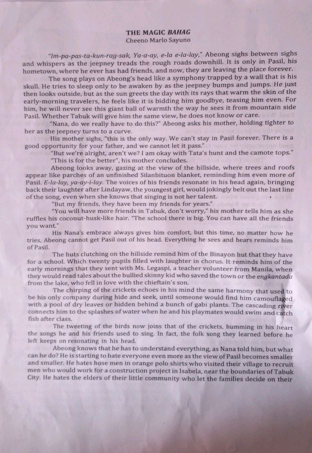 THE MAGIC BAHAG Cheeno Marlo Sayuno | StudyX