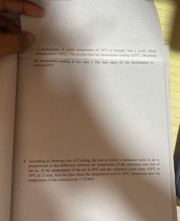3 A thermometer at initial temperature of | StudyX