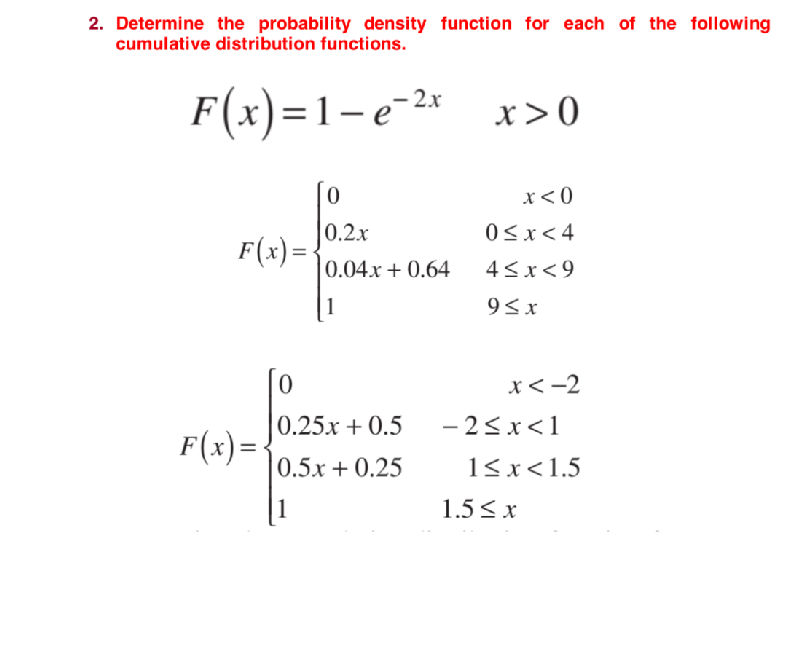 2 Determine the probability density function | StudyX