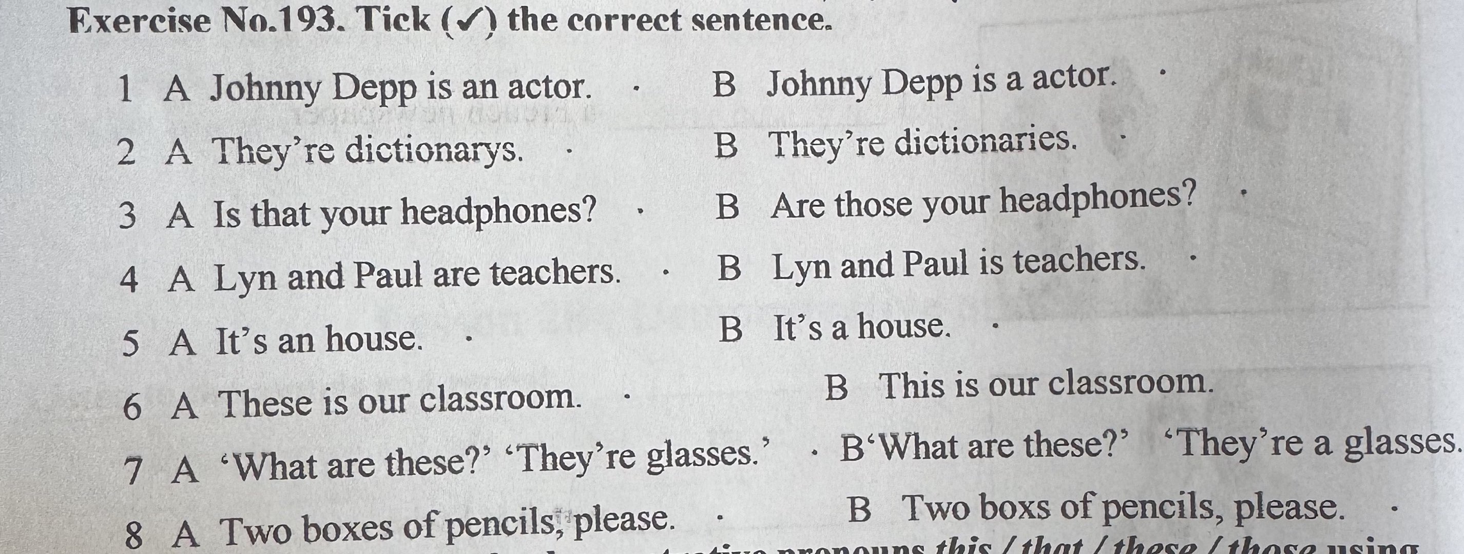 Exercise No193 Tick the correct sentence 1 A | StudyX