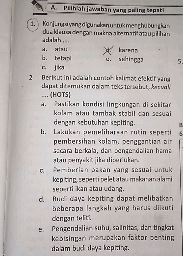 A Pilihlah jawaban yang paling tepat 1 | StudyX