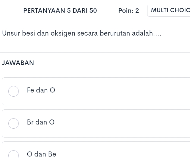 PERTANYAAN 5 DARI 50 Poin 2 MULTI CHOIC | StudyX