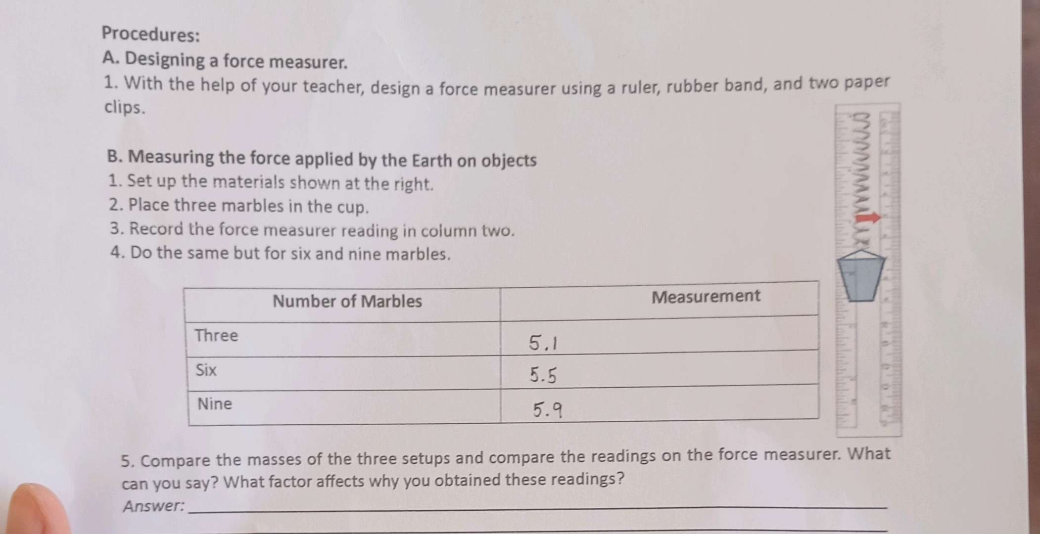 Procedures A Designing a force measurer 1 | StudyX