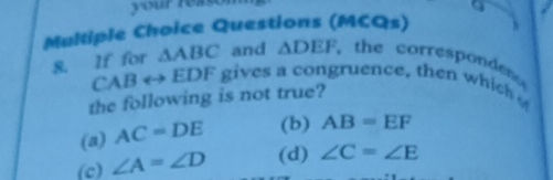 Multiple Choice Questions (MCQs) 8 If for | StudyX