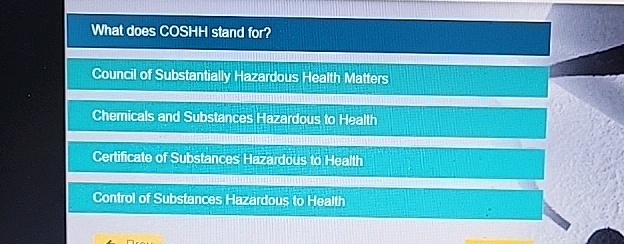 What does COSHH stand for Council of | StudyX