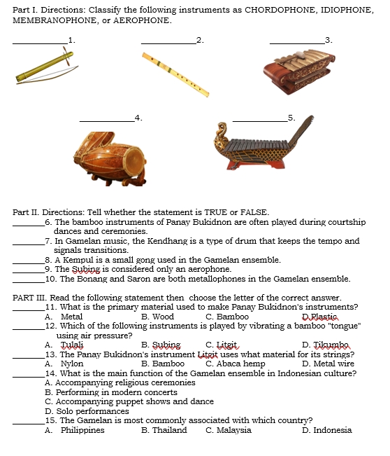 Part I Directions Classify the following | StudyX