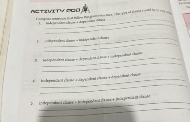 ACTIVITY POD Compose sentences that follow | StudyX