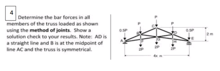 4 Determine the bar forces in all members of | StudyX