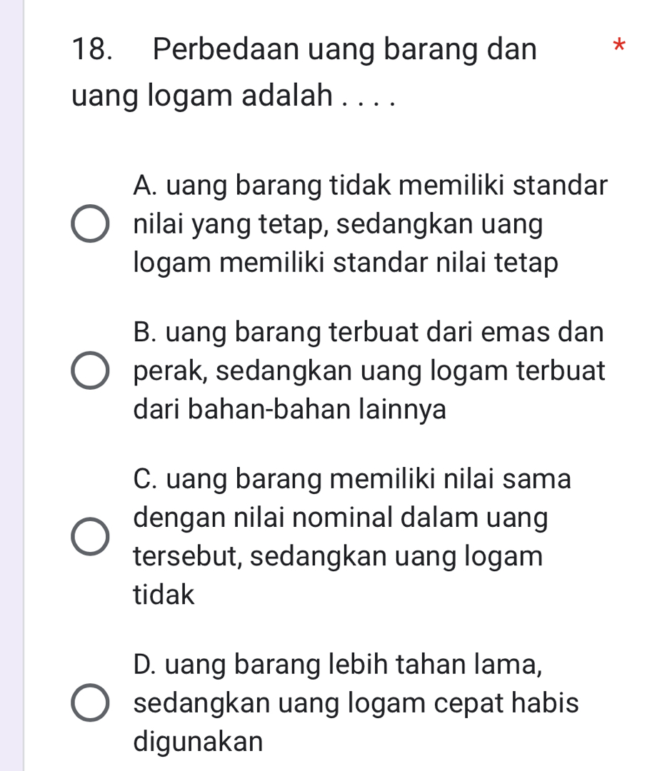 18 Perbedaan uang barang dan uang logam | StudyX
