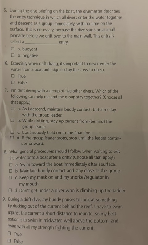 5 During the dive briefing on the boat the