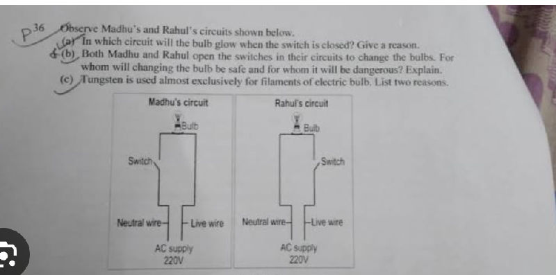 Observe Madhus and Rahuls circuits shown | StudyX