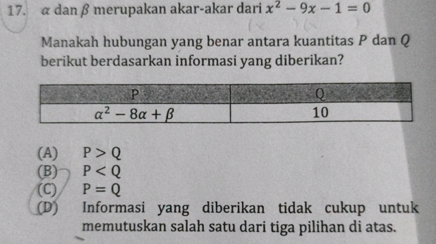 17 dan merupakan akar-akar dari x2 - 9x - | StudyX